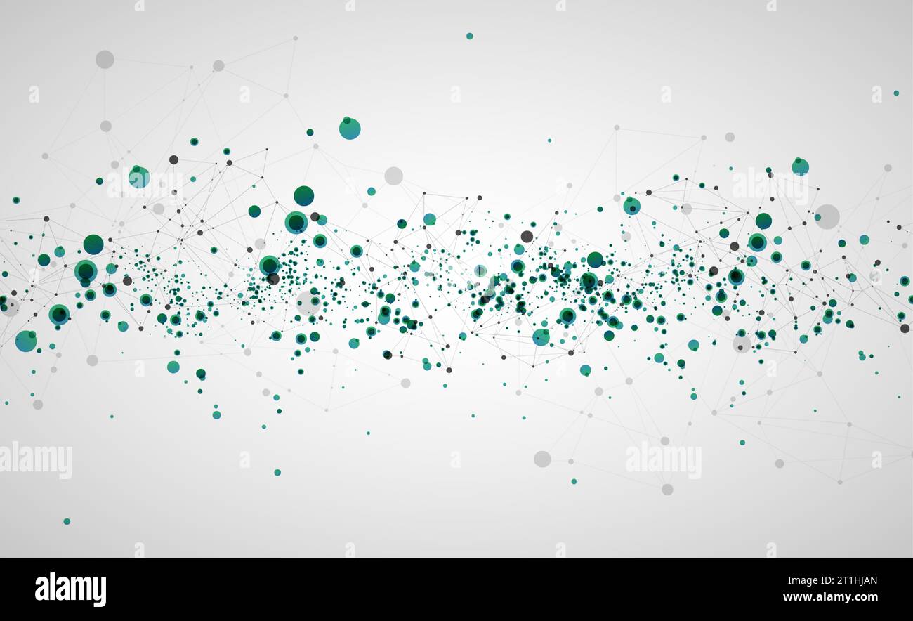 Template for science and technology presentation with connecting dots and lines. Plexus style ...