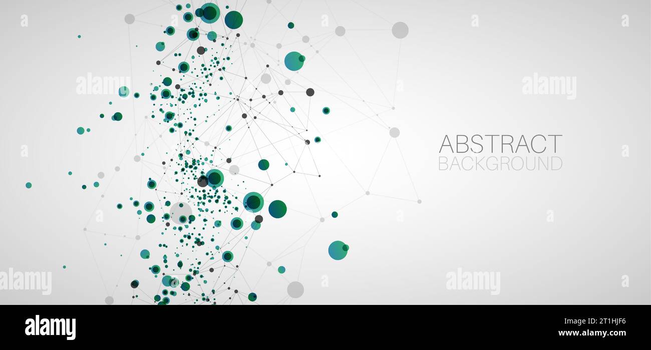 Template for science and technology presentation with connecting dots and lines. Plexus style ...