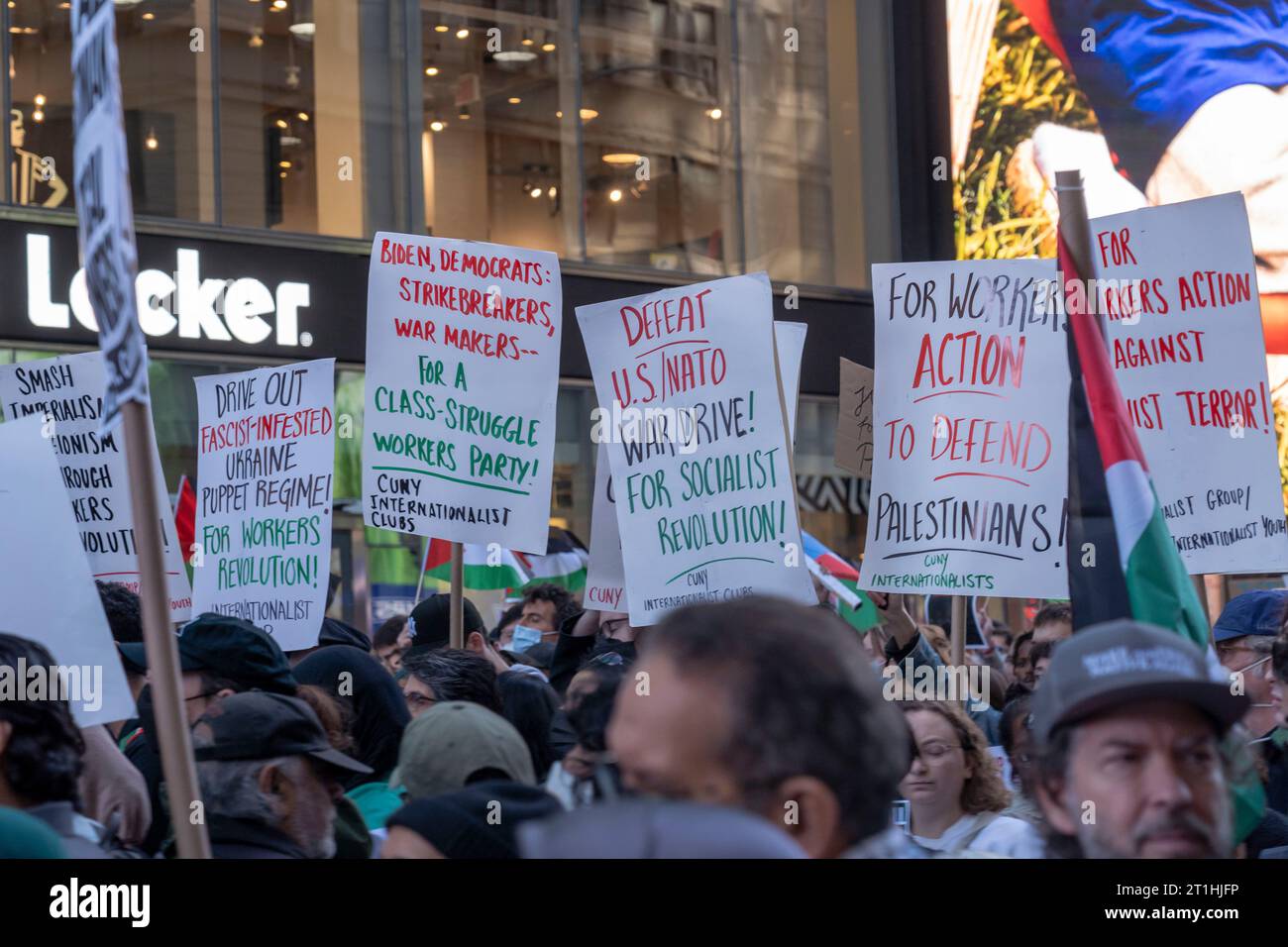 New York, United States. 13th Oct, 2023. Pro-Palestinian protestors ...
