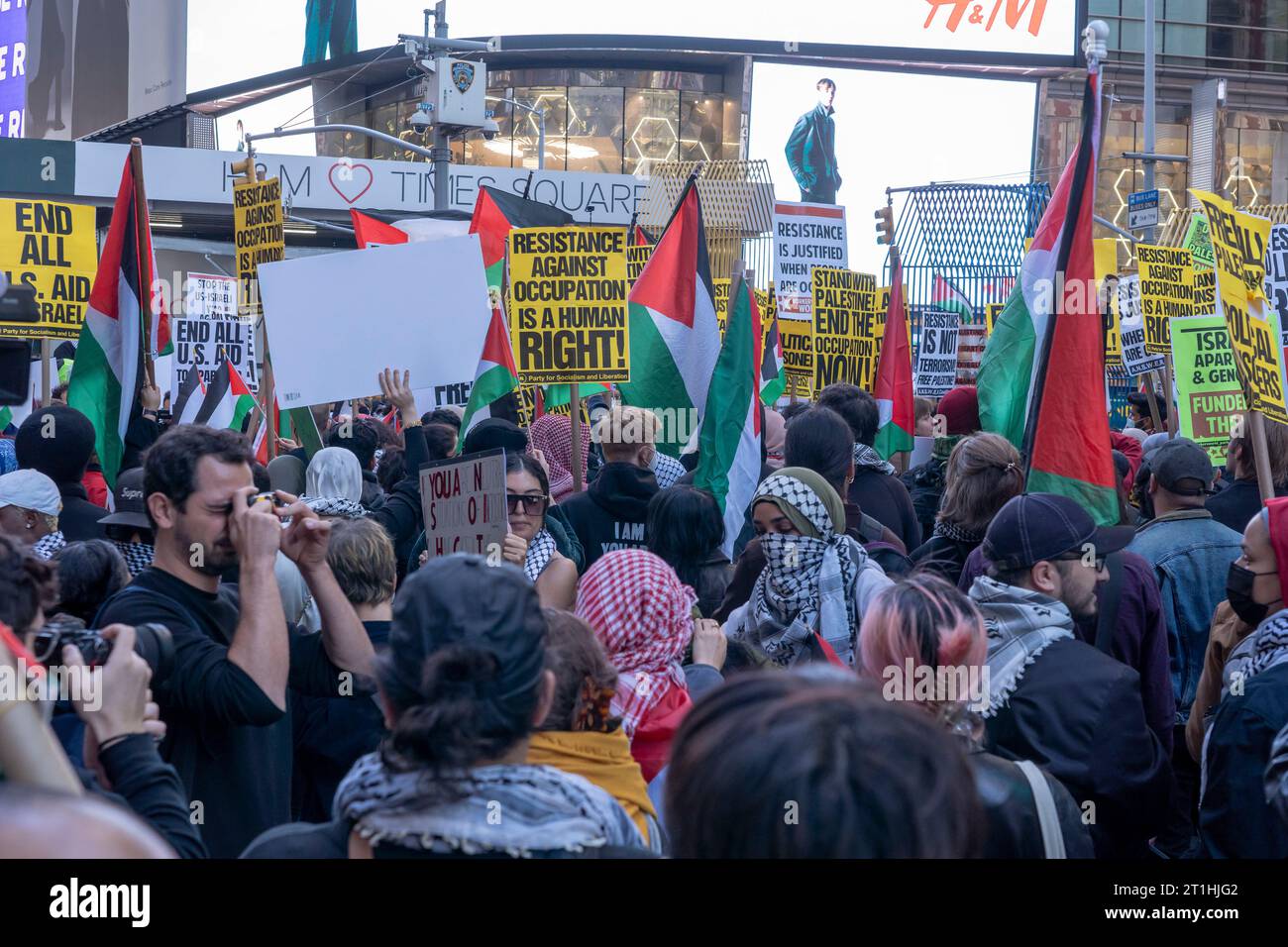 New York, United States. 13th Oct, 2023. Pro-Palestinian protestors ...