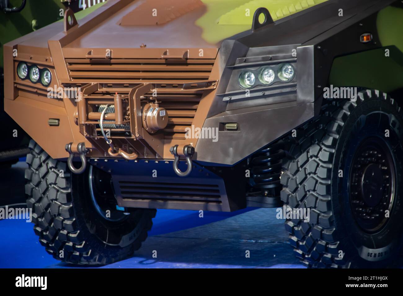 Armored combat vehicle painted in camouflage colors, armed with lethal ...