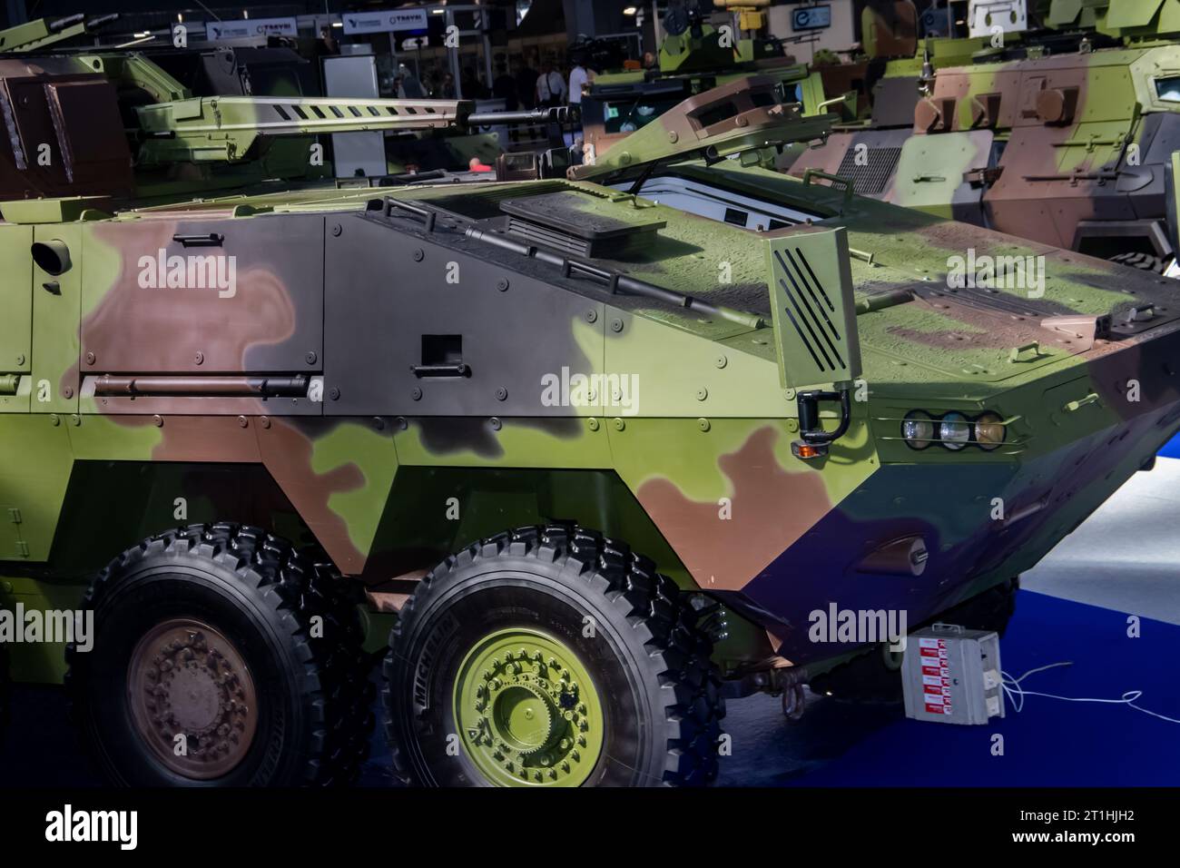 Armored combat vehicle painted in camouflage colors, armed with lethal ...