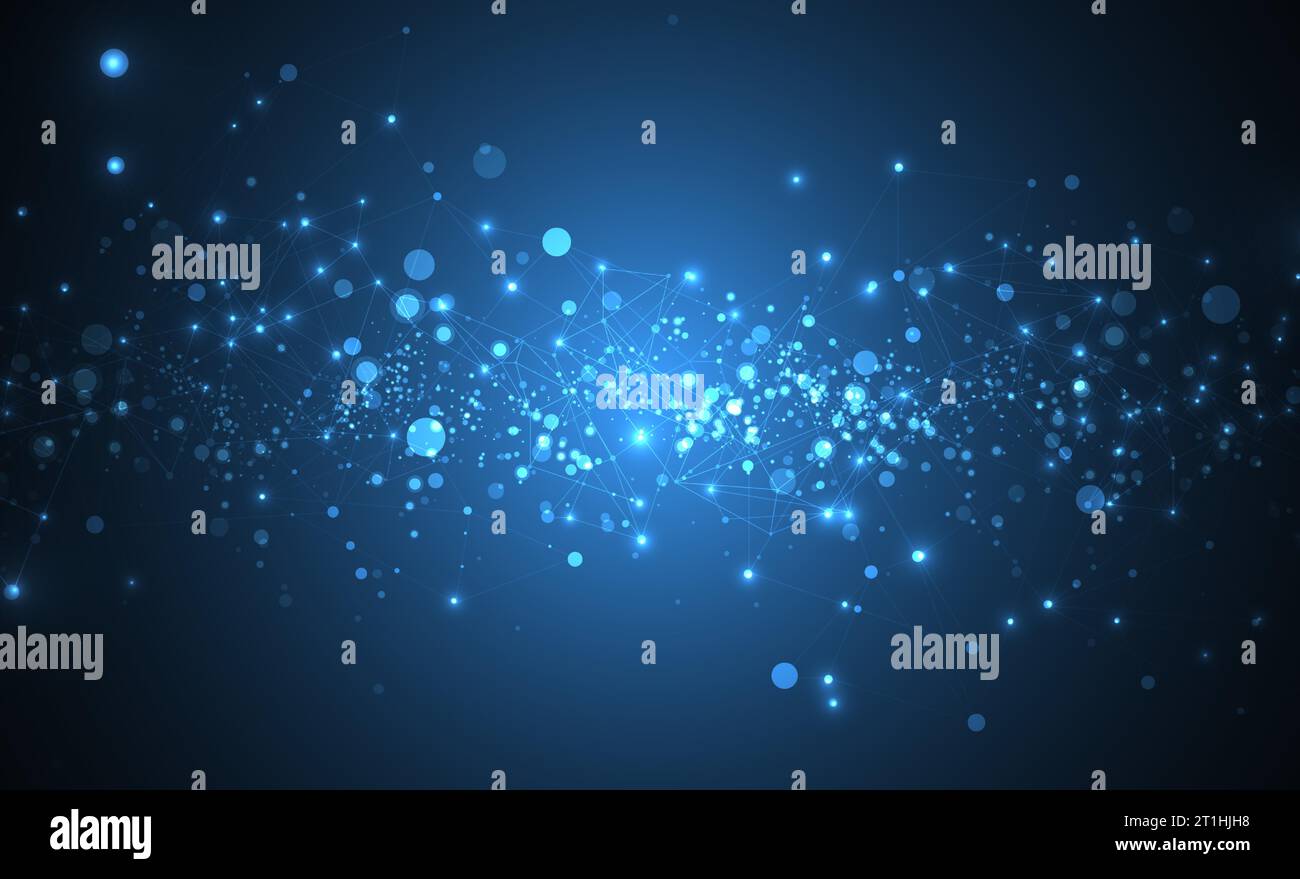 Abstract polygonal vector science background with connecting dots and ...
