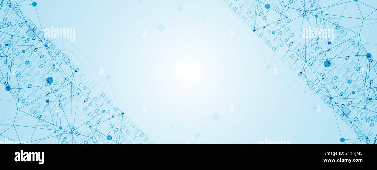 Technology Background With Plexus Effect Big Data Concept Binary Computer Code Vector