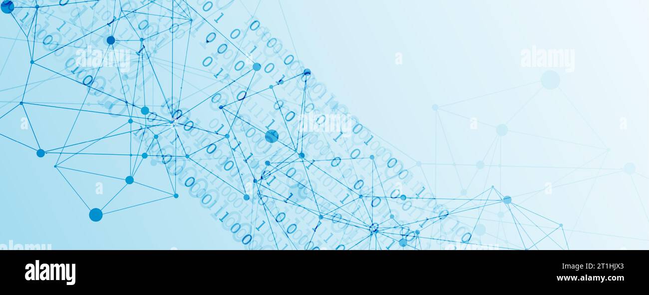 Technology Background With Plexus Effect Big Data Concept Binary Computer Code Vector