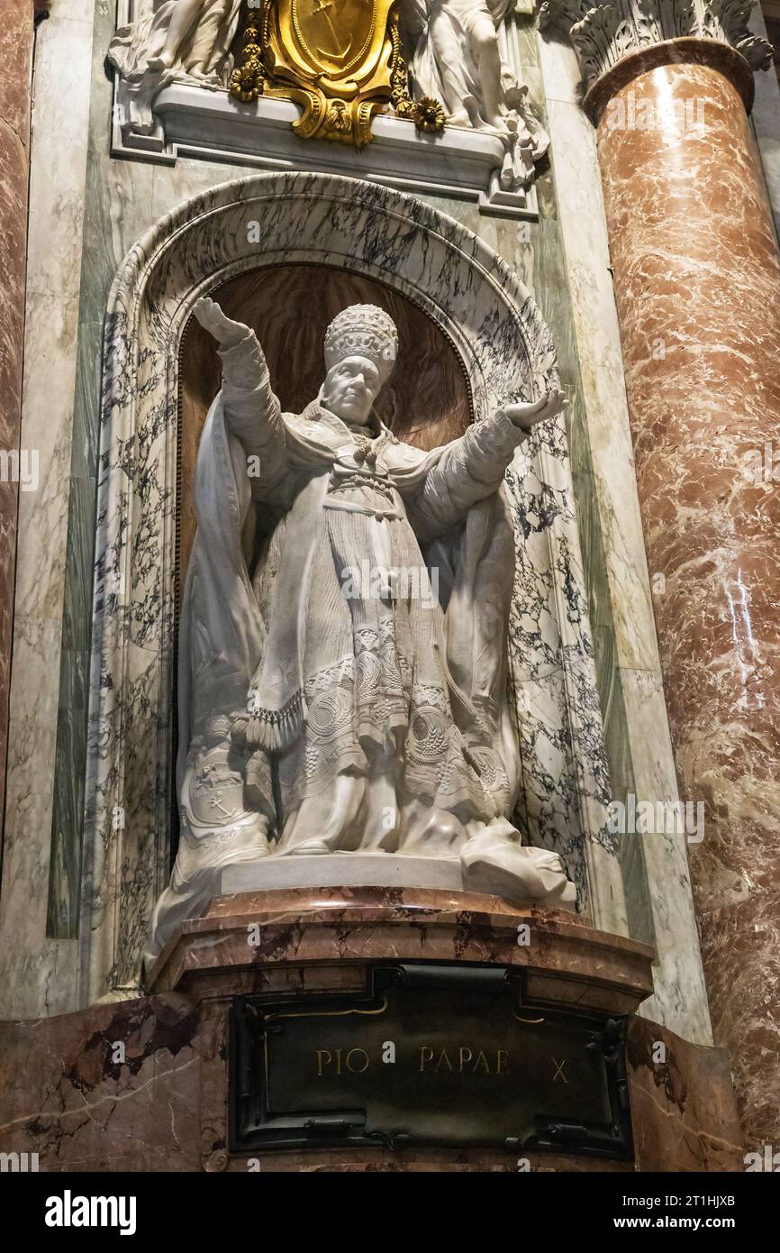 ROME, VATICAN - MARTH 9, 2023: This is the gravestone of Pope Pius X in ...