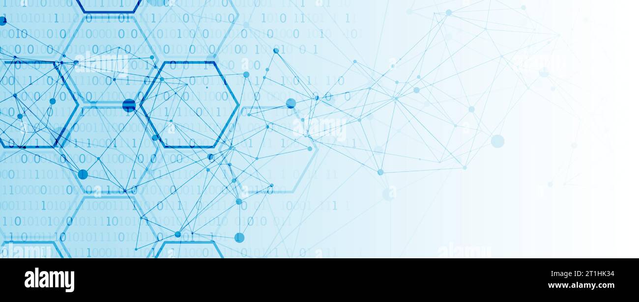 Technology background with plexus effect. Big data concept. Binary computer code. Vector ...
