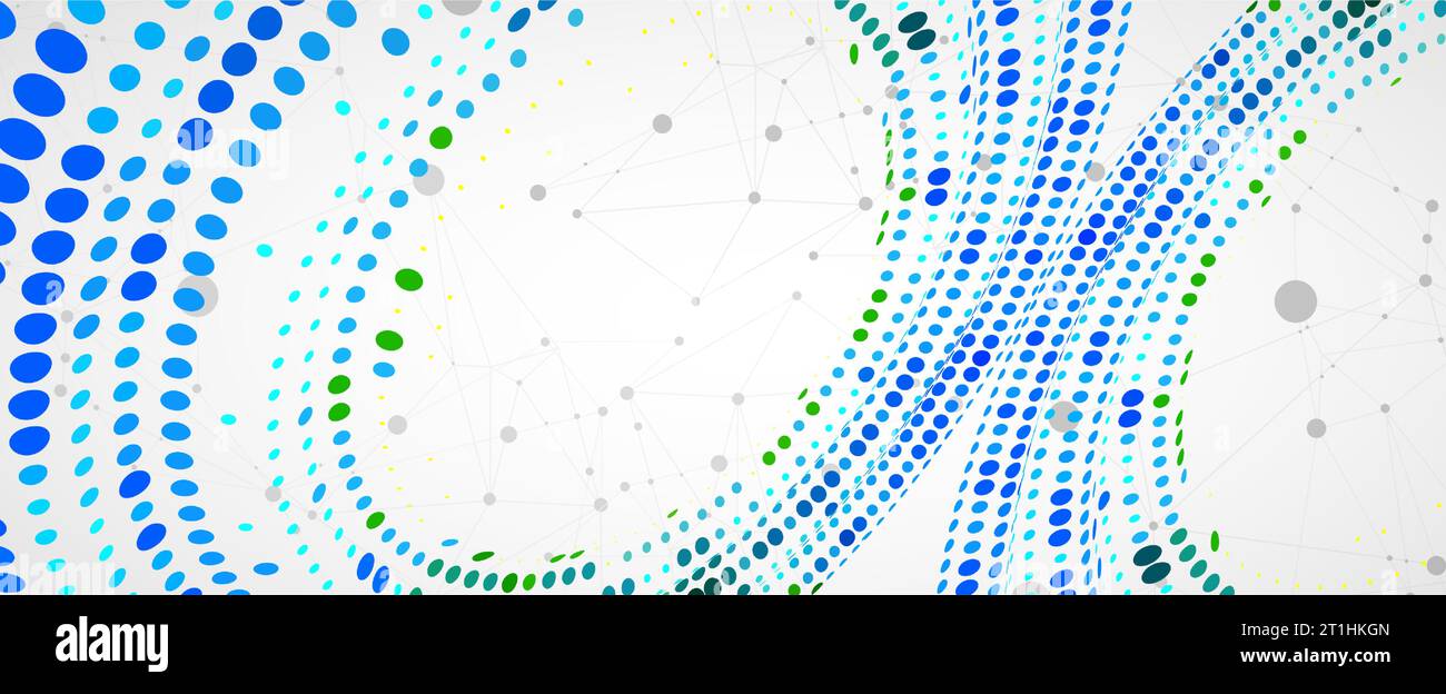 Polygonal science background with connecting dots and lines. Halftone ...