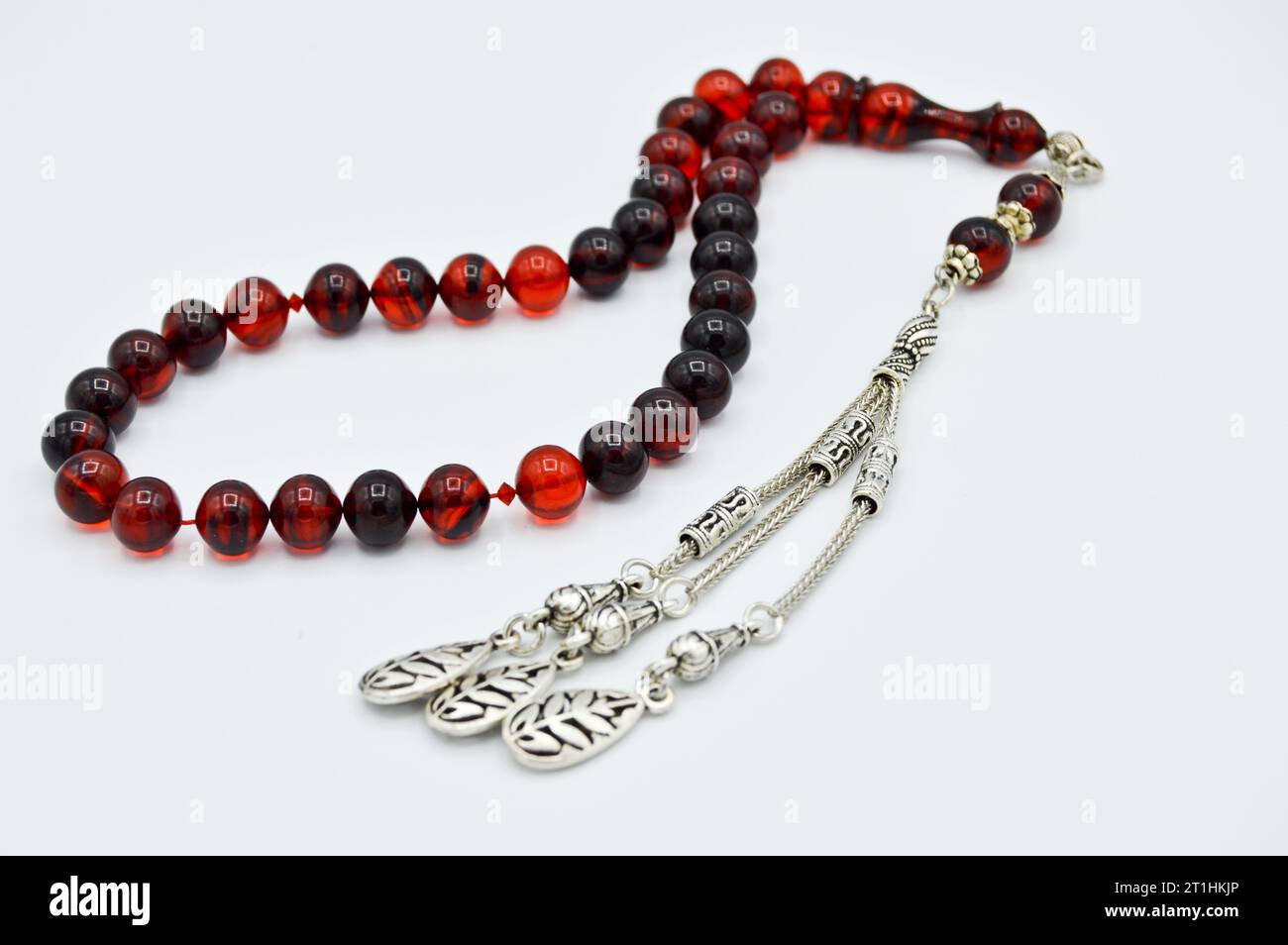 Red and silver beads sequenced, short rosary, tespih tesbih, an ...