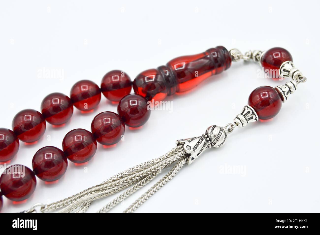 Red and silver beads sequenced, short rosary, tespih tesbih, an ...