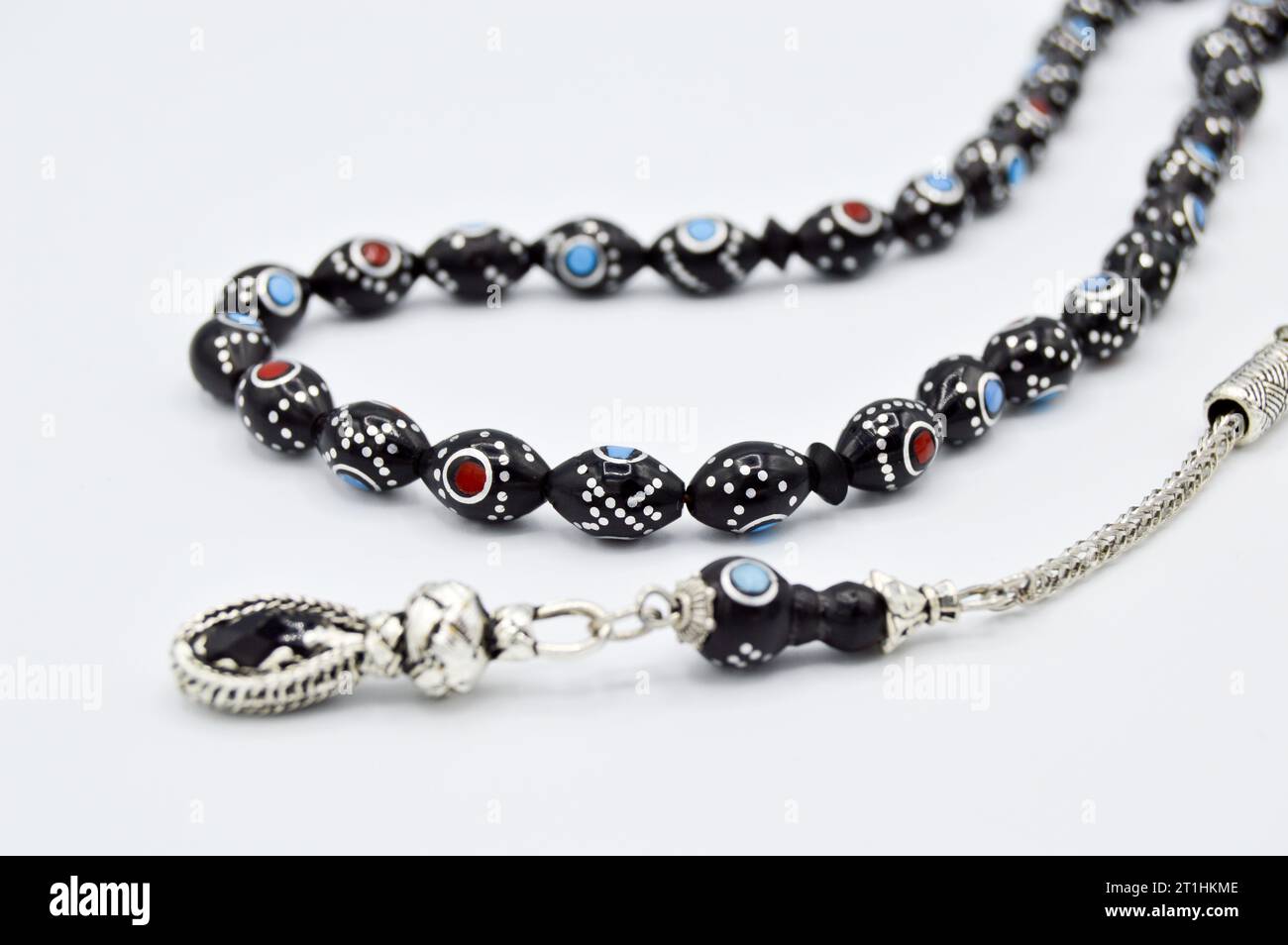 Black and silver beads sequenced, short rosary, tespih tesbih, an ...