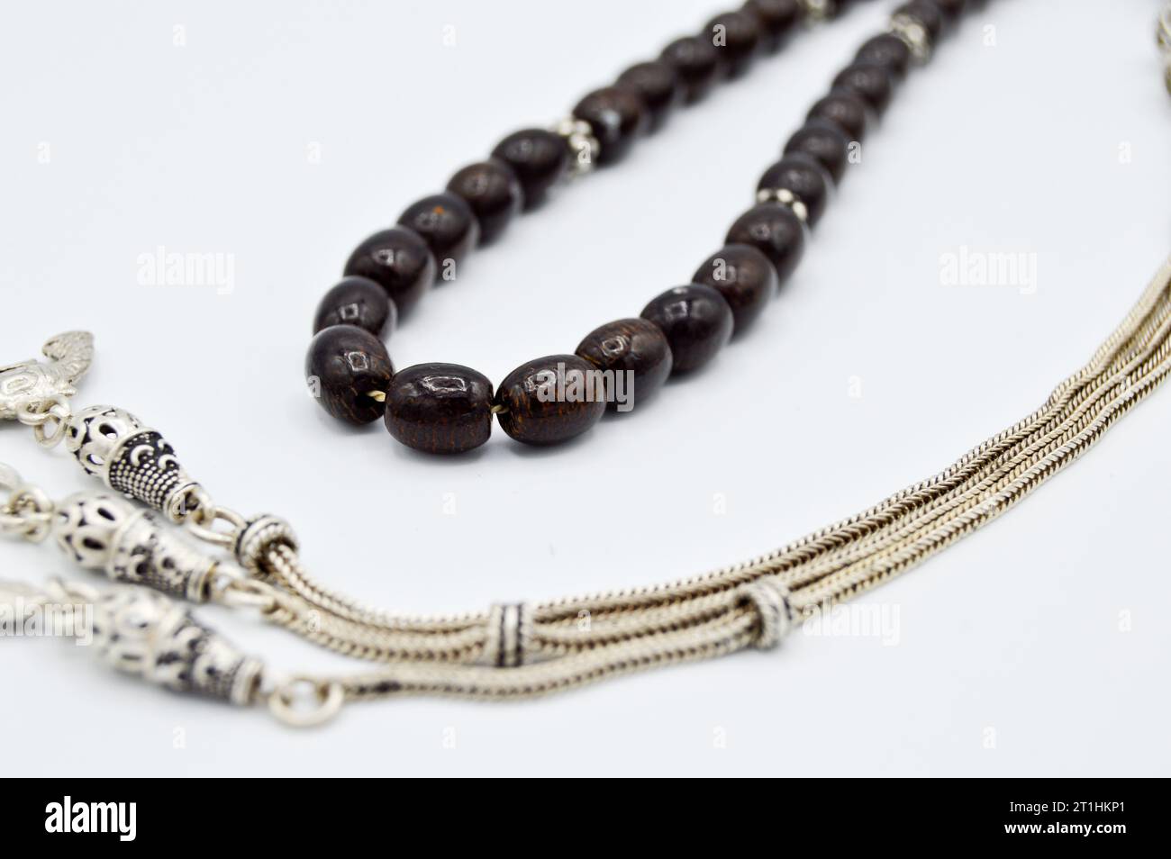 Black and silver beads sequenced, short rosary, tespih tesbih, an ...