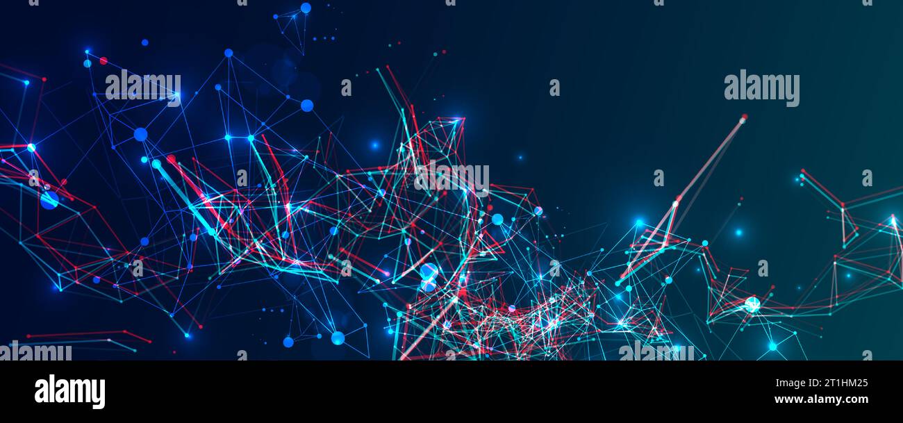 Abstract polygonal vector science background with connecting dots and ...