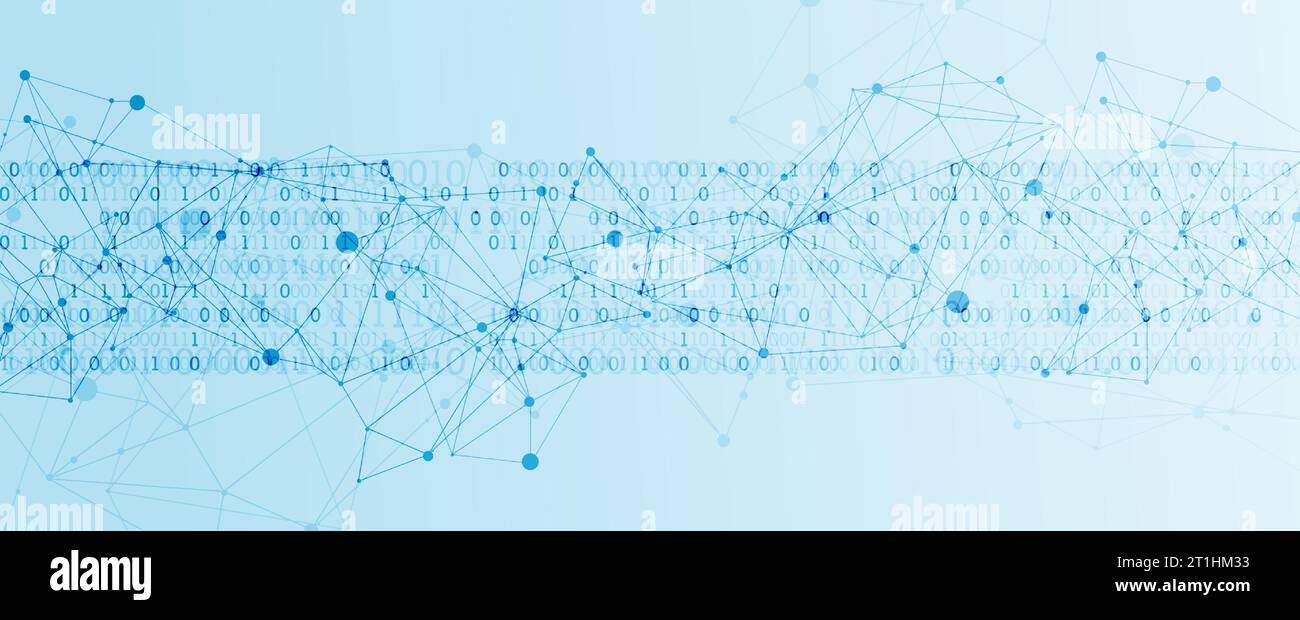 Technology Background With Plexus Effect Big Data Concept Binary Computer Code Vector