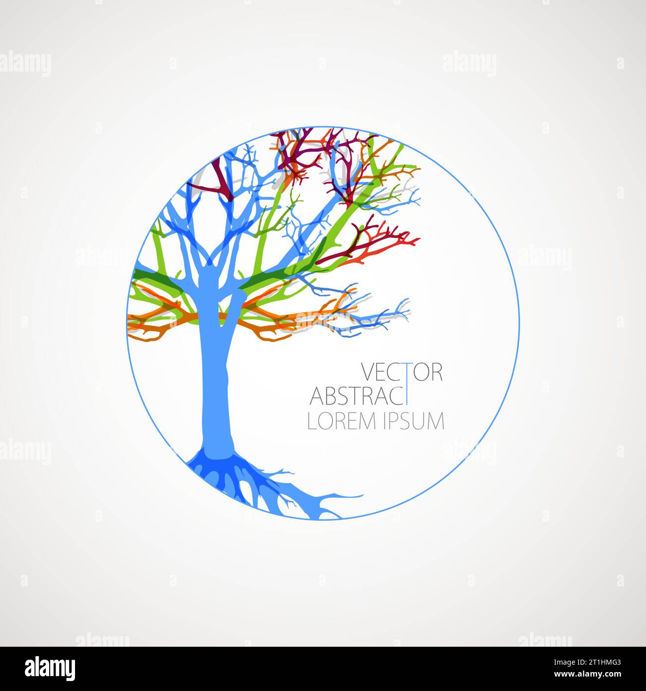 Abstract tree with roots. Vector outline illustration. Plant in Garden ...