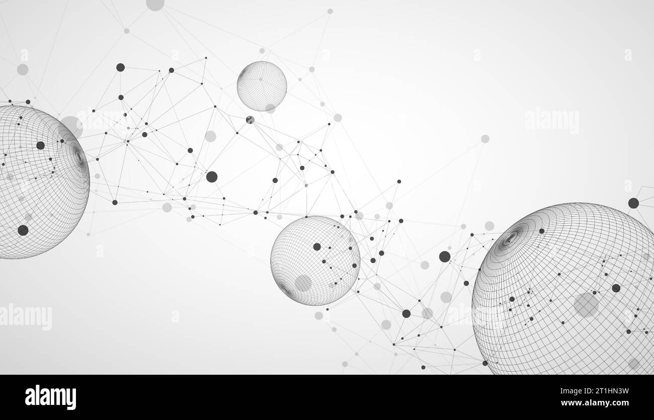 Abstract sphere background with plexus effect. 3D surface. Vector ...