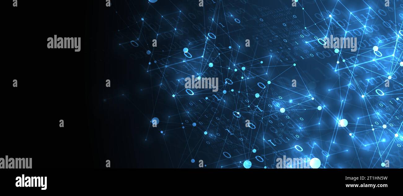 Technology Background With Plexus Effect Big Data Concept Binary Computer Code Vector