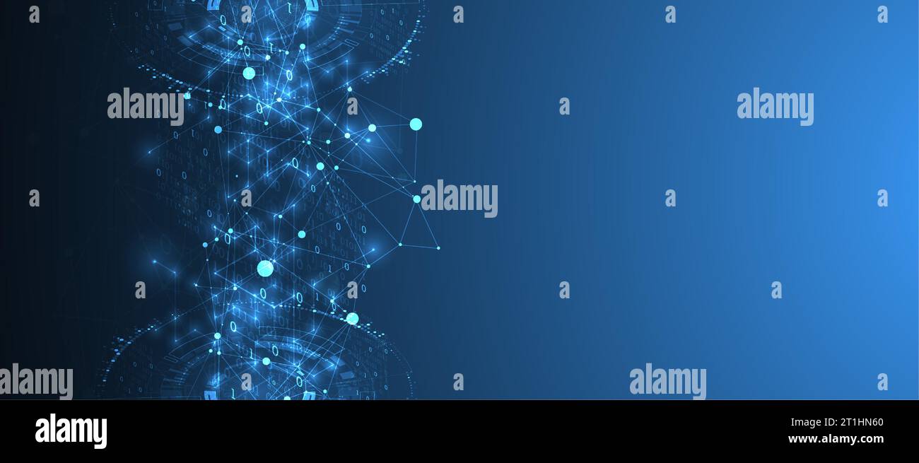 Technology Background With Plexus Effect Big Data Concept Binary Computer Code Vector