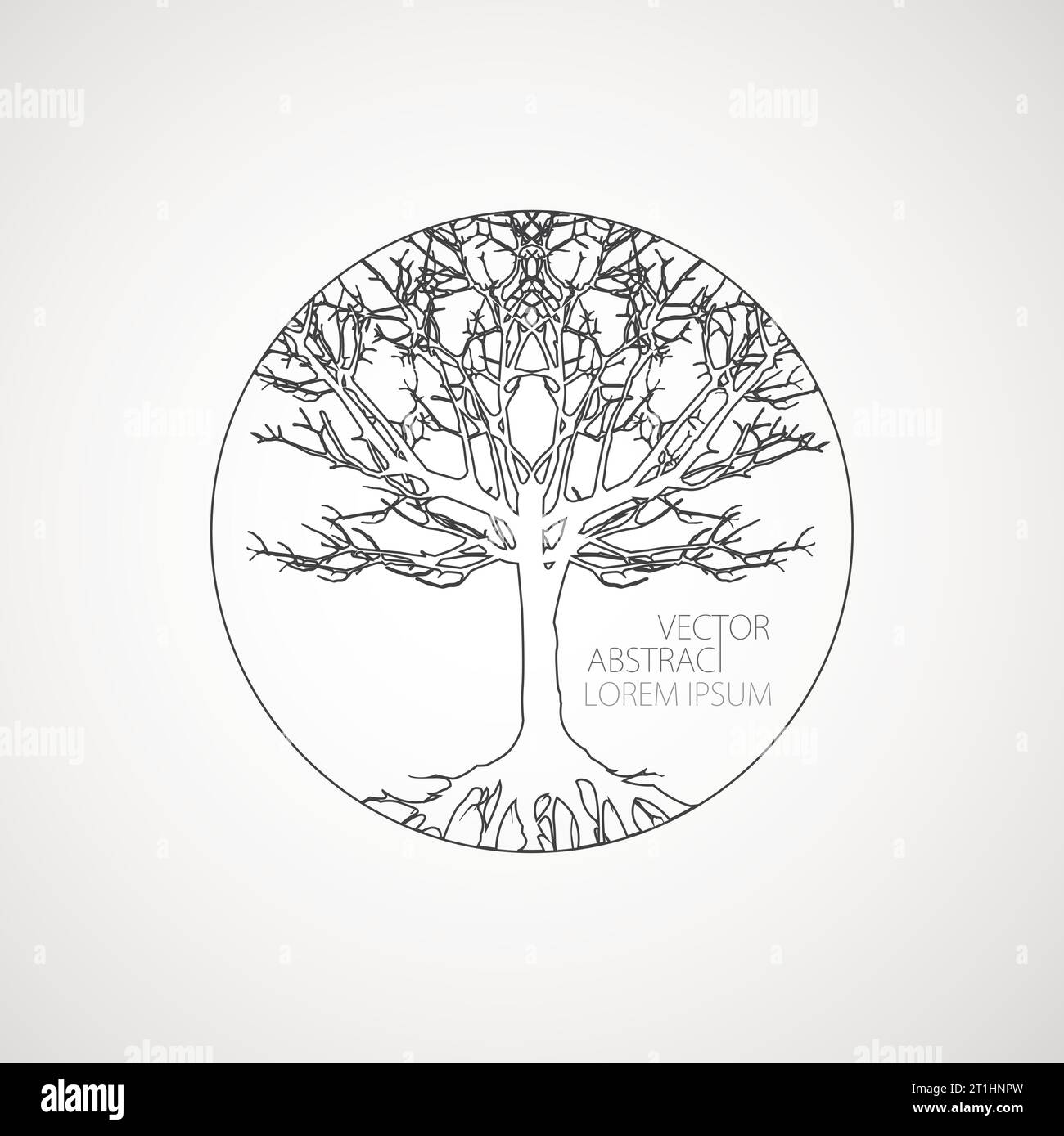 Abstract tree with roots. Vector outline illustration. Plant in Garden ...