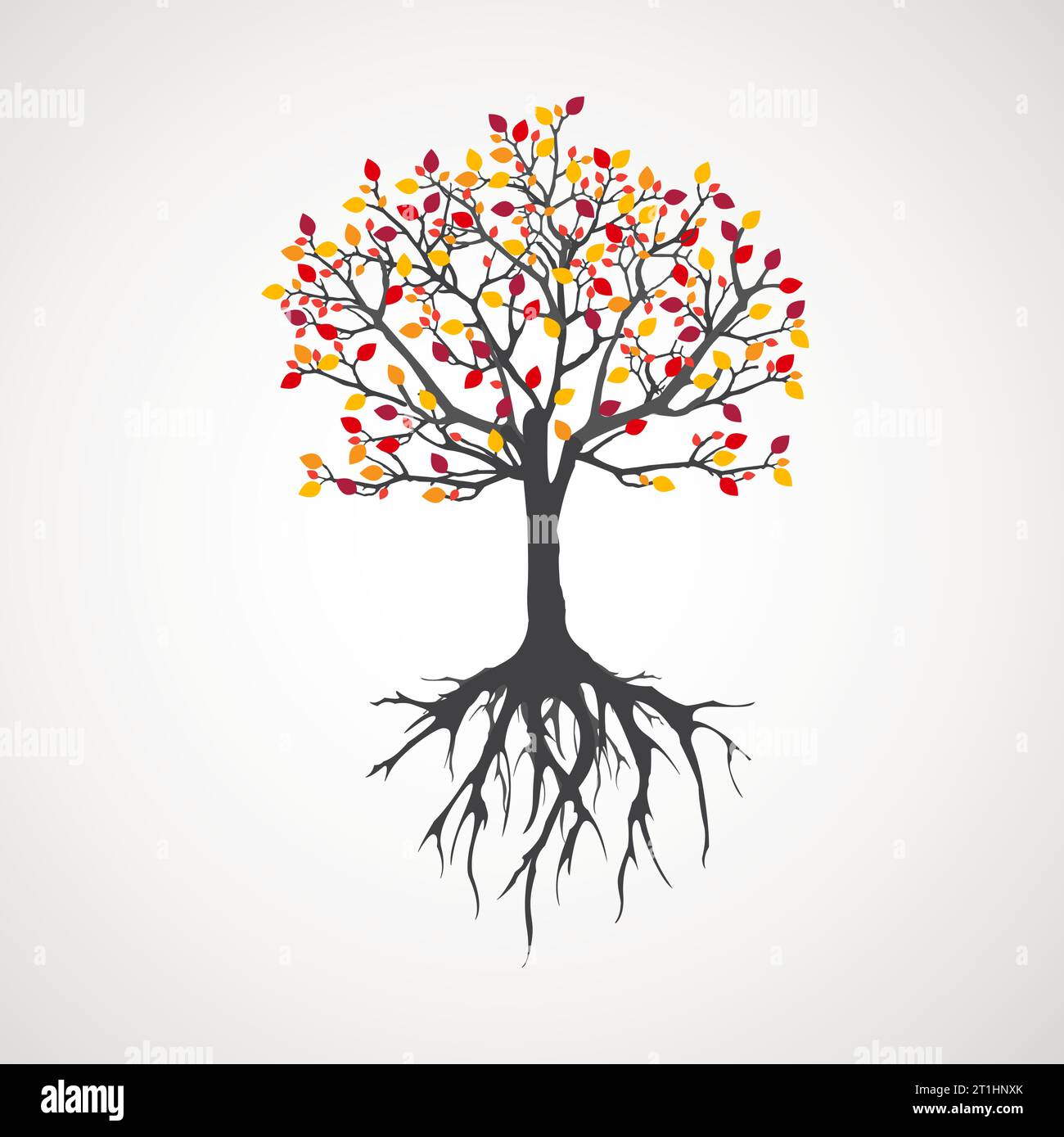 Abstract tree with roots. Vector outline illustration. Plant in Garden ...