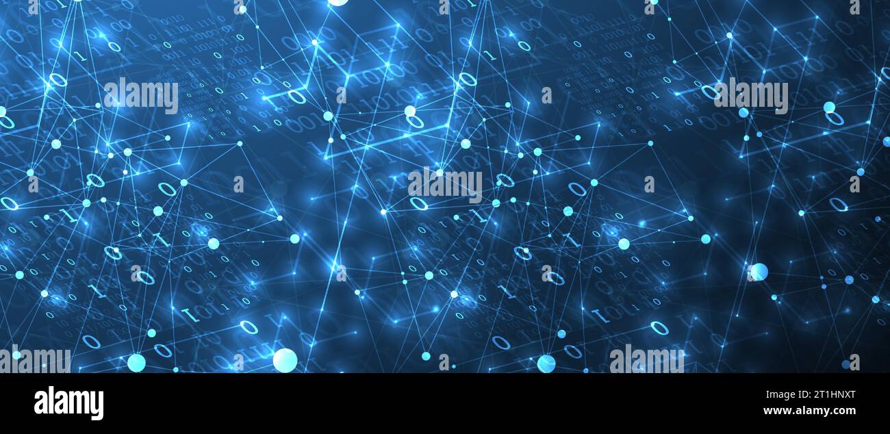 Technology Background With Plexus Effect Big Data Concept Binary Computer Code Vector