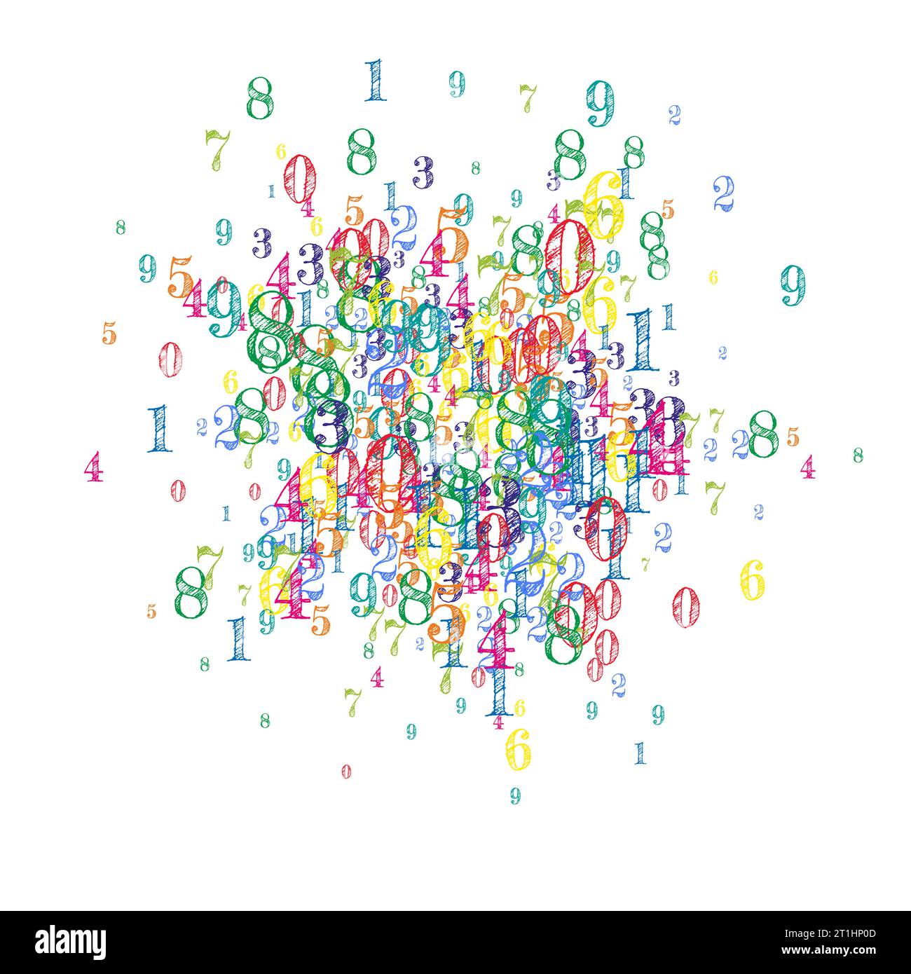 Falling colorful numbers. Math study concept with flying digits. Back ...