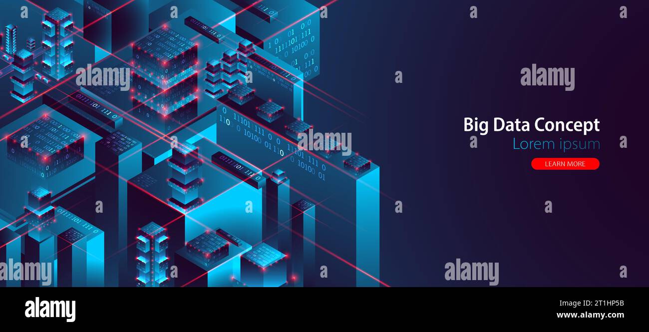 Isometric Big Data Flow Processing Concept Database Abstract Technology Background Vector