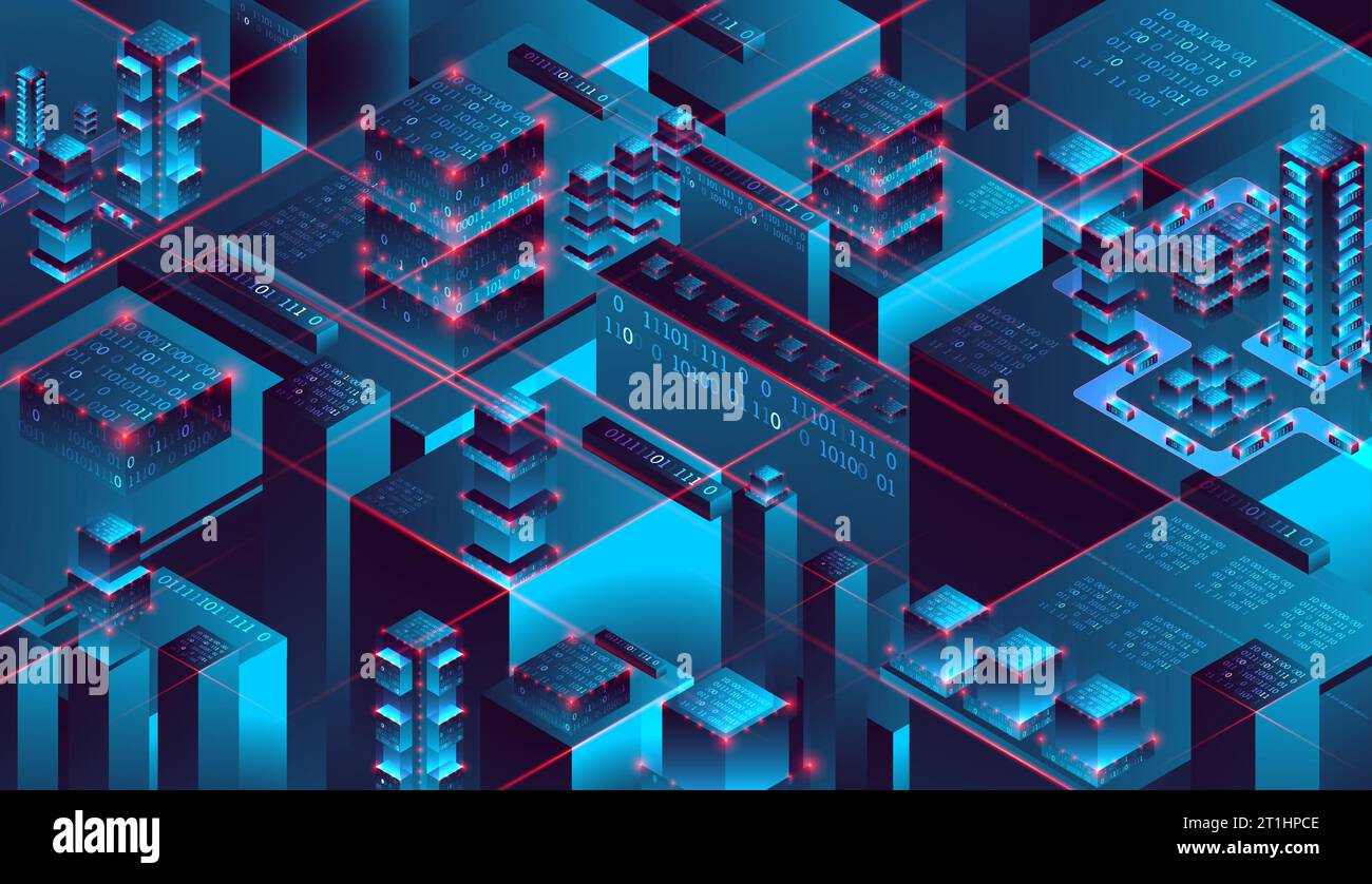 Isometric big data flow processing concept, database. Abstract ...