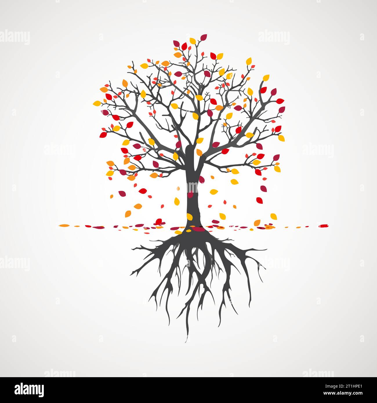 Abstract tree with roots. Vector outline illustration. Plant in Garden ...