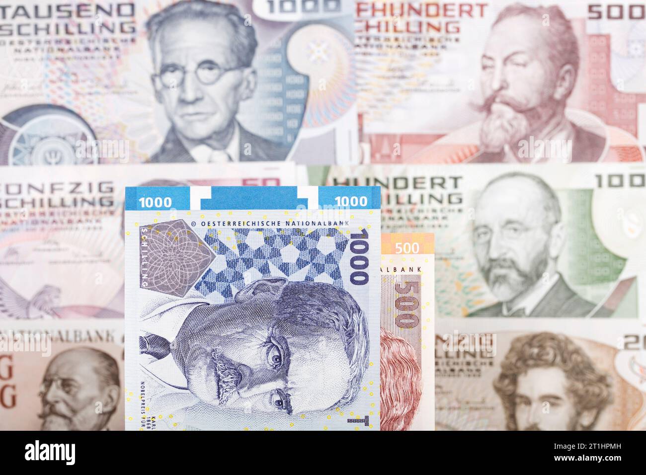 Austrian money - schilling a business background Stock Photo - Alamy