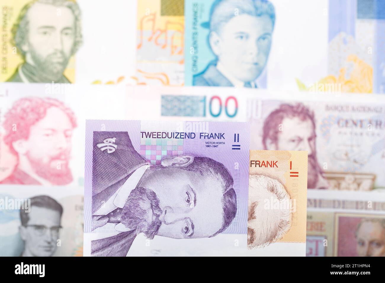 Belgian money - franc a business background Stock Photo - Alamy