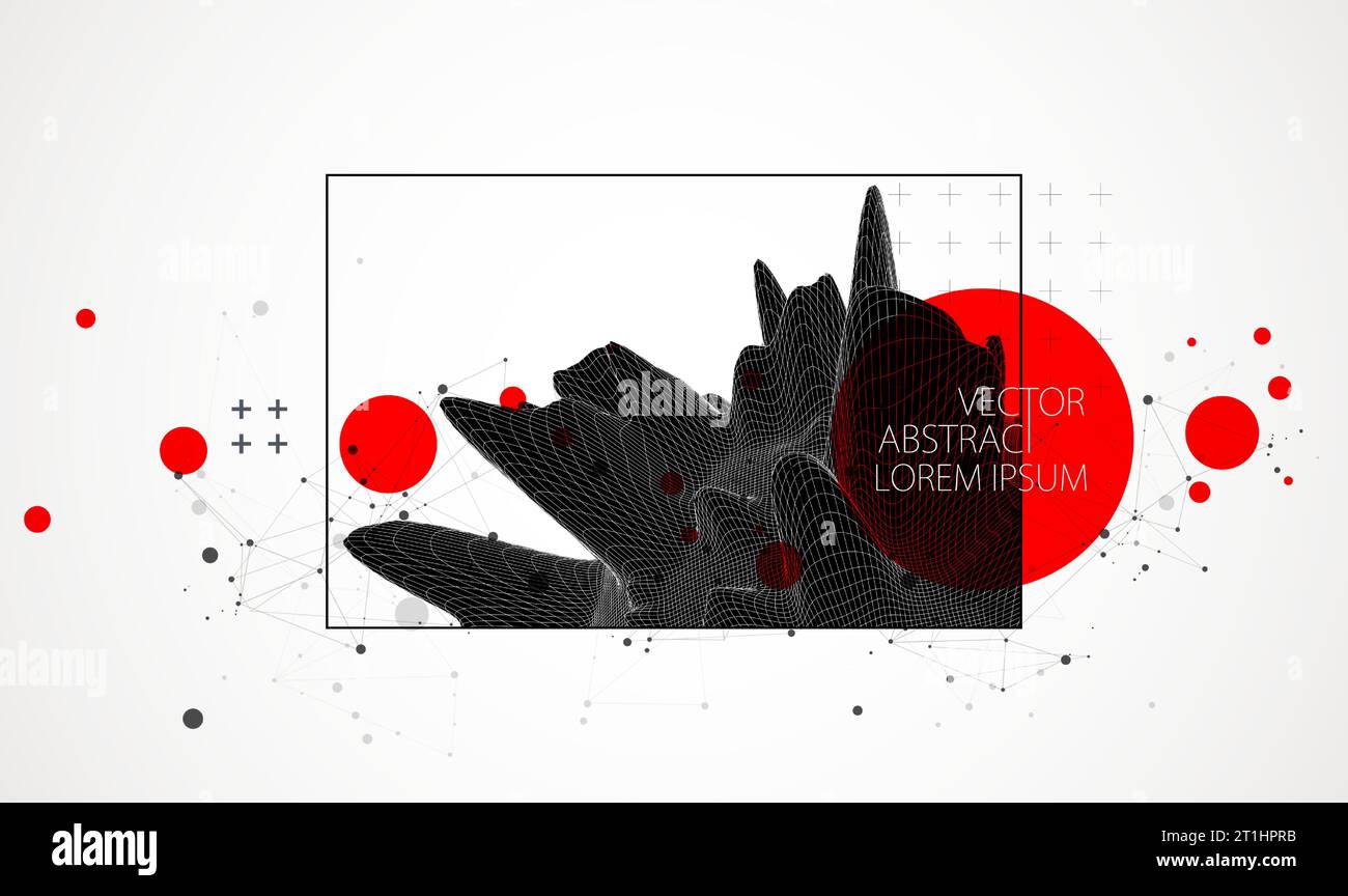 Abstract half sphere background with plexus effect. 3D surface Stock ...