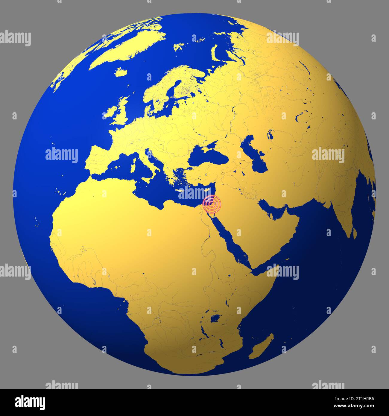 Jakarta, Indonesia - 14 October 2023: Duotone Earth globe with Gaza ...