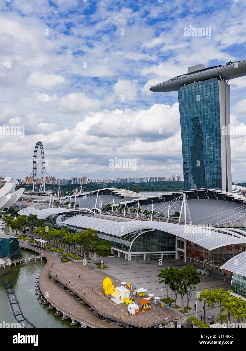 Aerial view of Marina Bay Sands in Singapore. The iconic building in ...