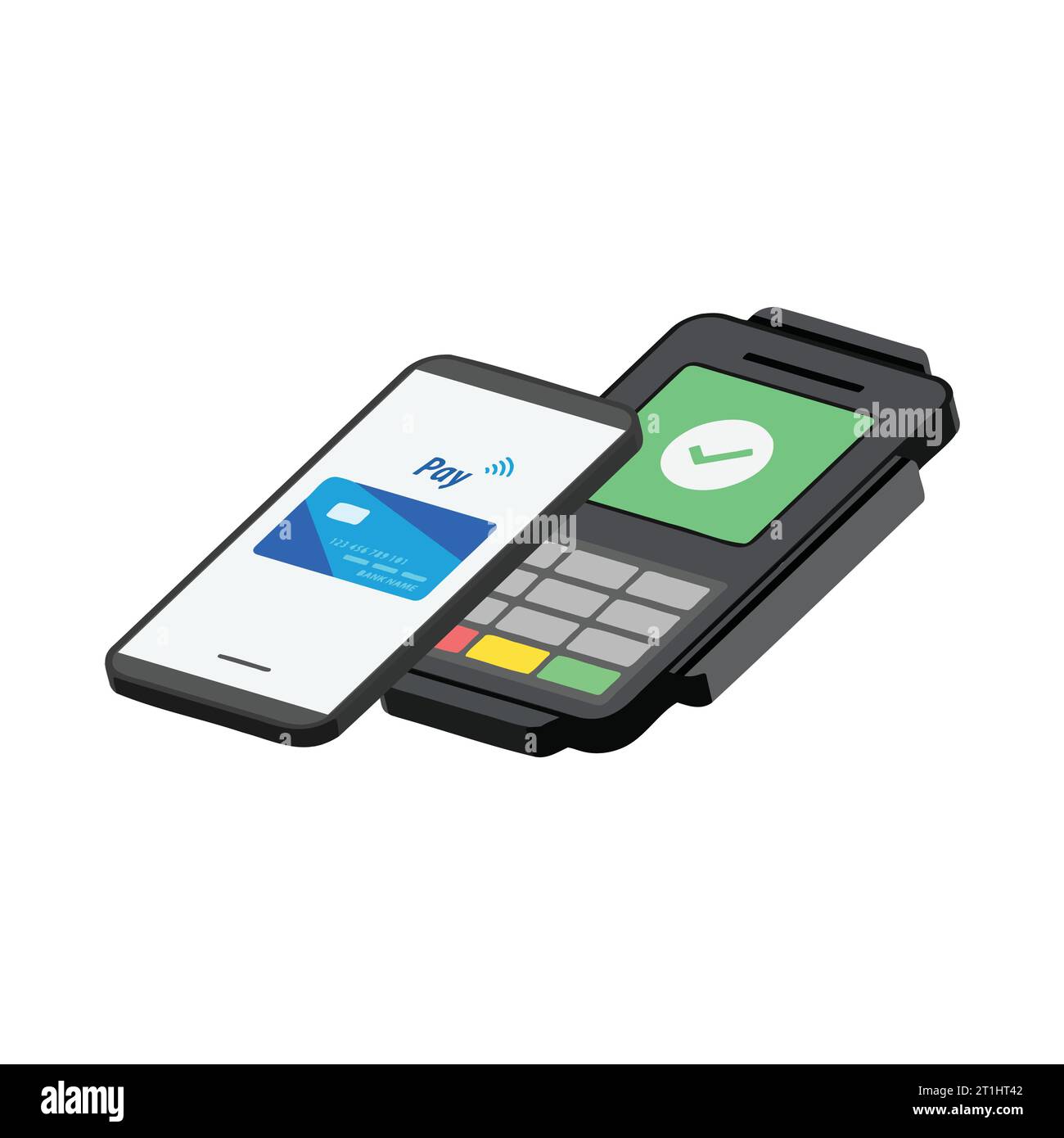 NFC technology contactless payment with smartphone and credit card vector illustration Stock ...