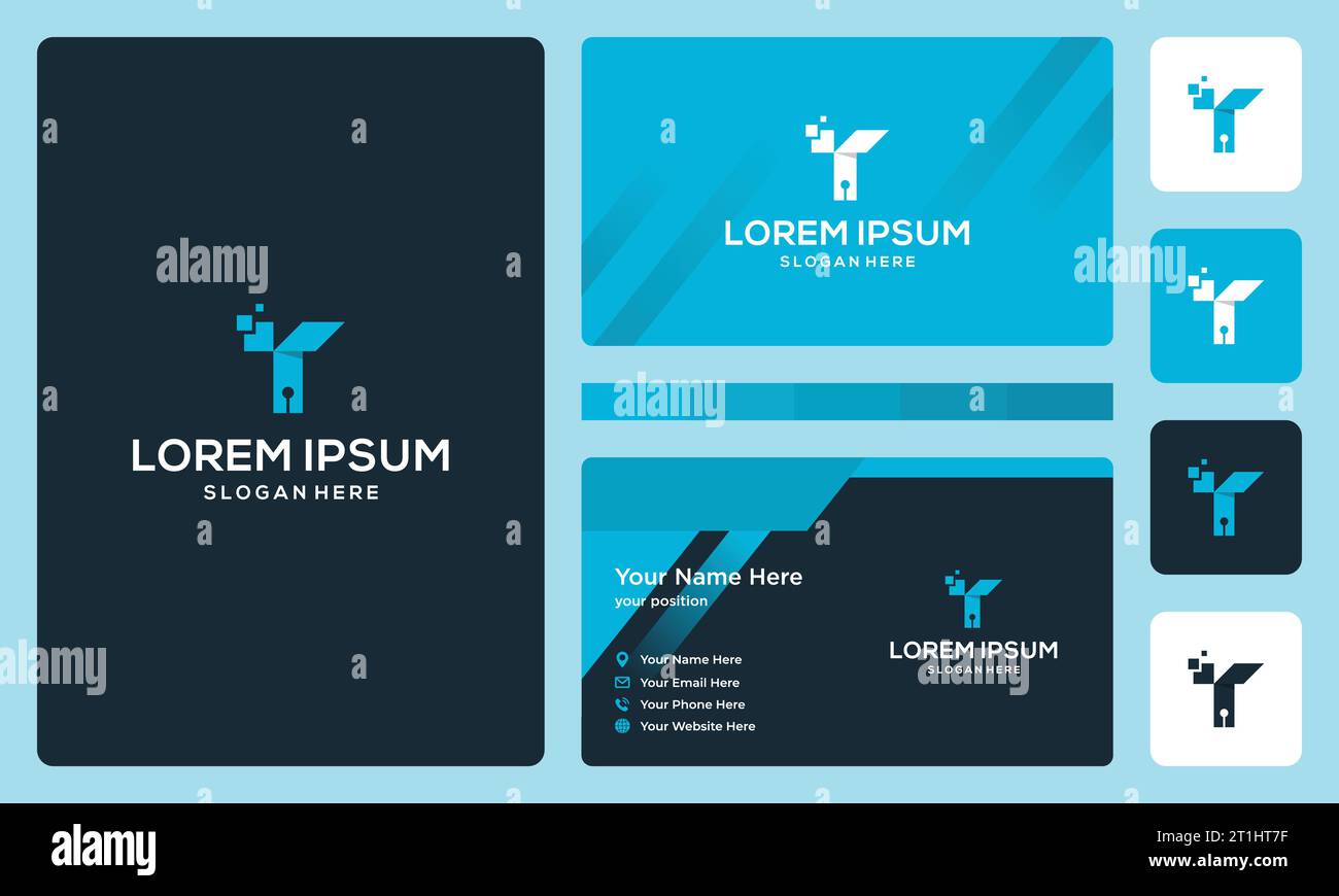 letter T with the technology model. Business card design template ...