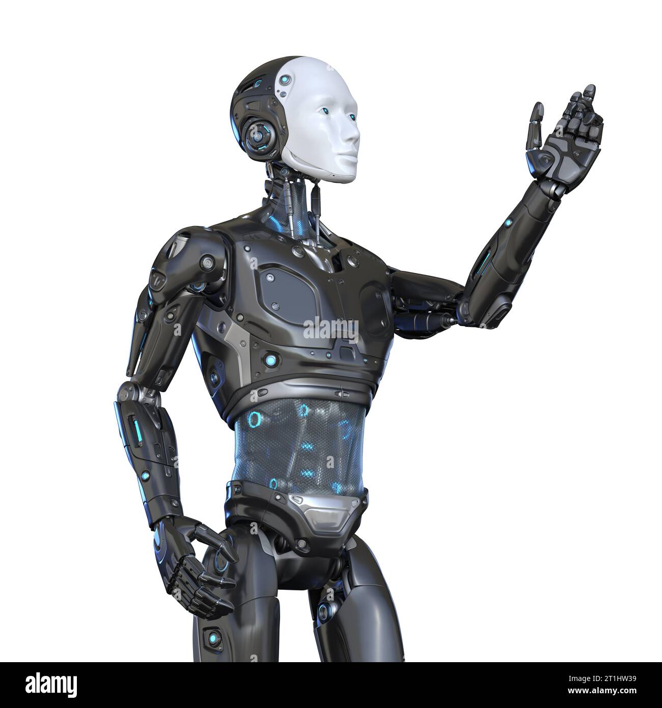 Humanlike Robot on white background. 3D illustration Stock Photo - Alamy