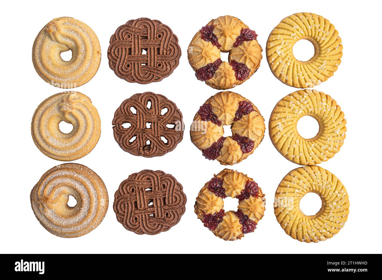 round cookies on a white background closeup Stock Photo - Alamy