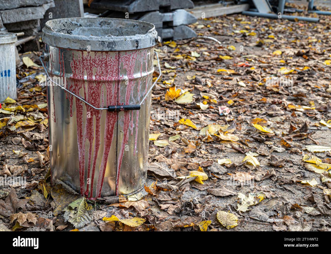 iron dirty construction bucket close-up Stock Photo - Alamy