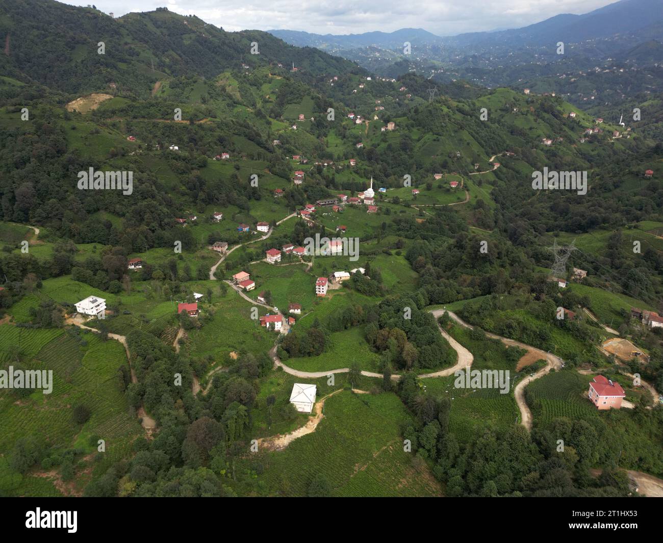 An aerial view of the villages of Rize, Turkey's most natural city ...