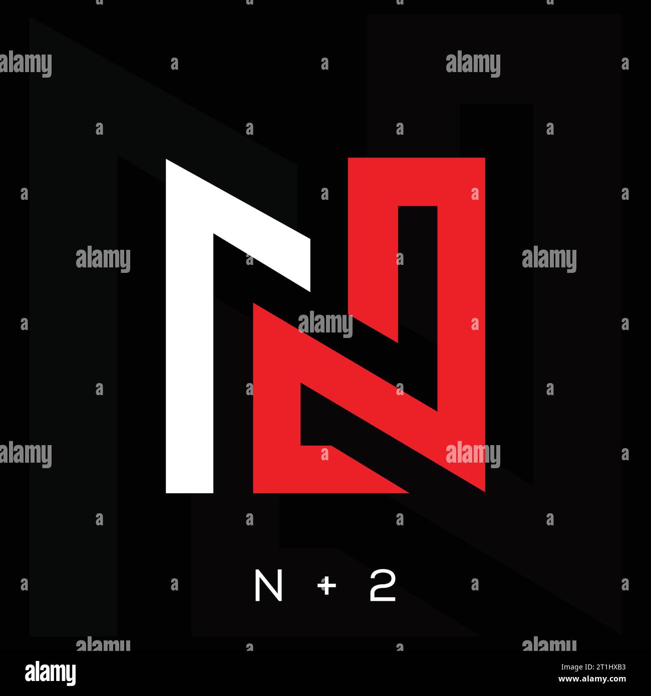 N2 letter creative red and white logo design Stock Vector Image & Art ...