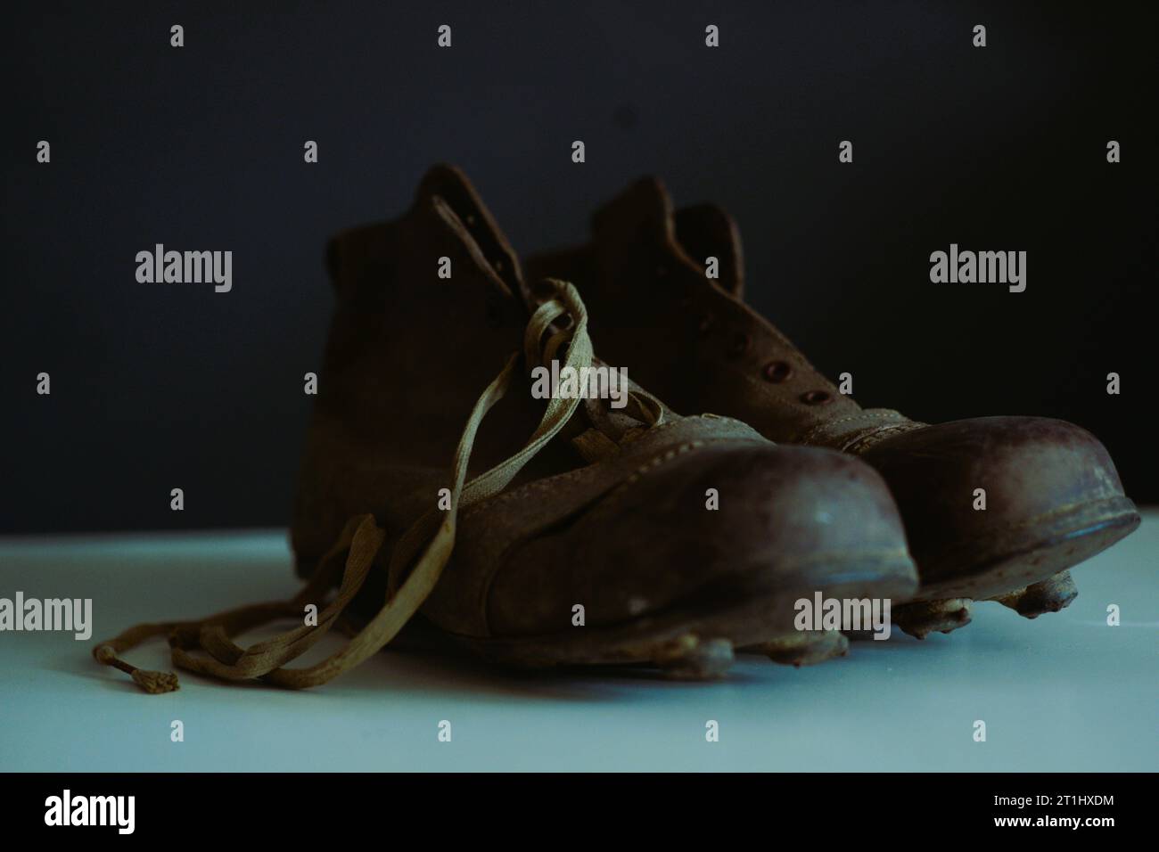 Old Football Boots and ball 1930 / Cristi Stavri Stock Photo - Alamy
