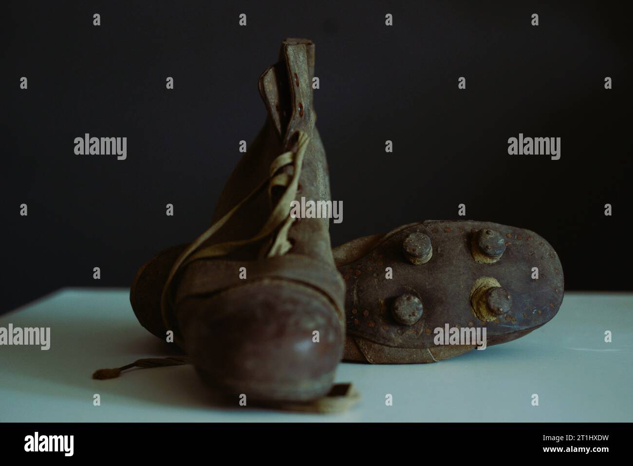 Old Football Boots and ball 1930 / Cristi Stavri Stock Photo - Alamy