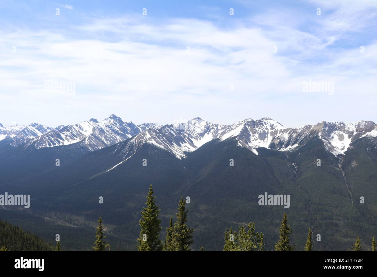 Panoramic aerial view of Banff city in Bow Valley in Banff national ...