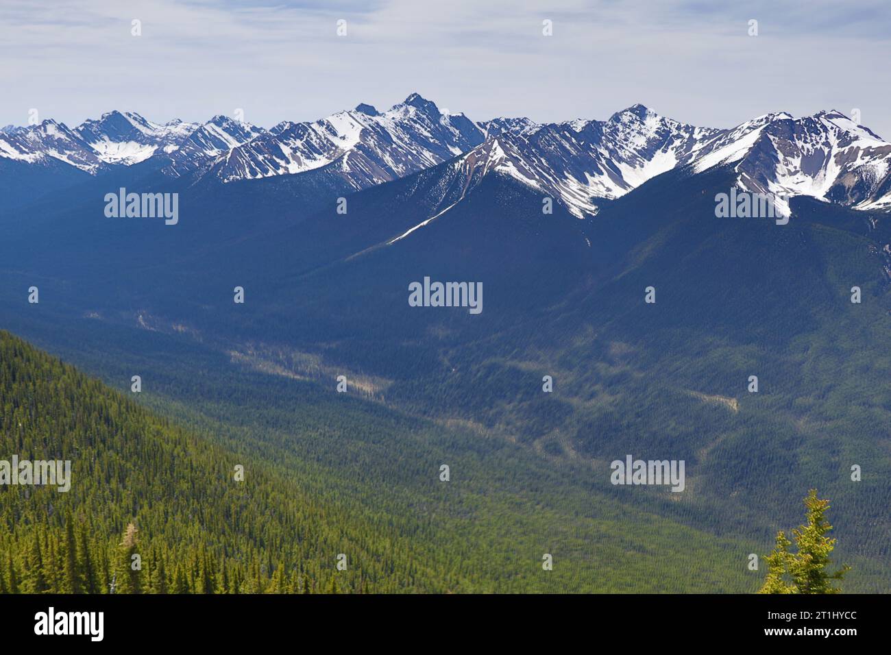 Panoramic aerial view of Banff city in Bow Valley in Banff national ...