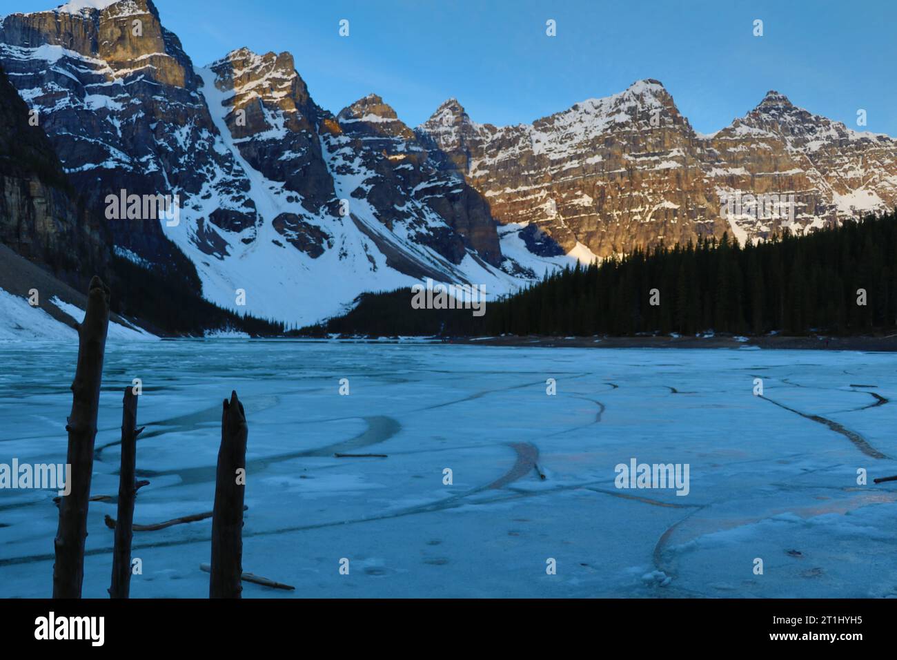 Frozen Moraine Lake in Banff National Park. Banff National Park ...
