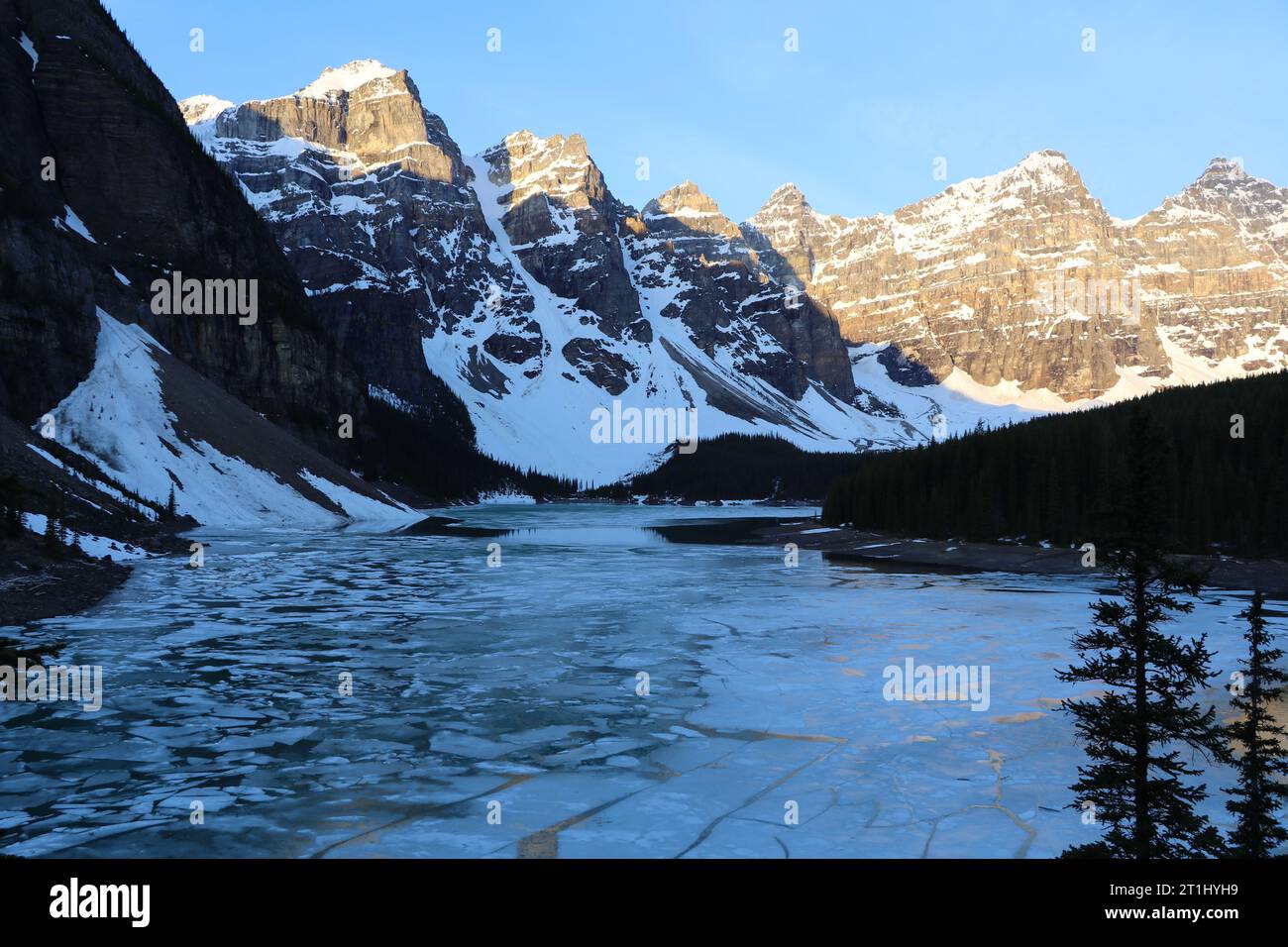 Frozen Moraine Lake in Banff National Park. Banff National Park ...
