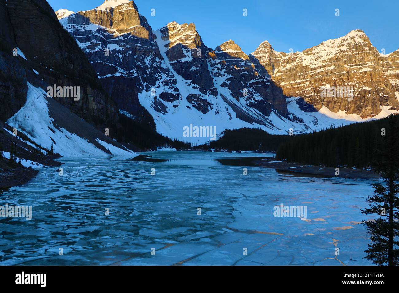 Frozen Moraine Lake in Banff National Park. Banff National Park ...