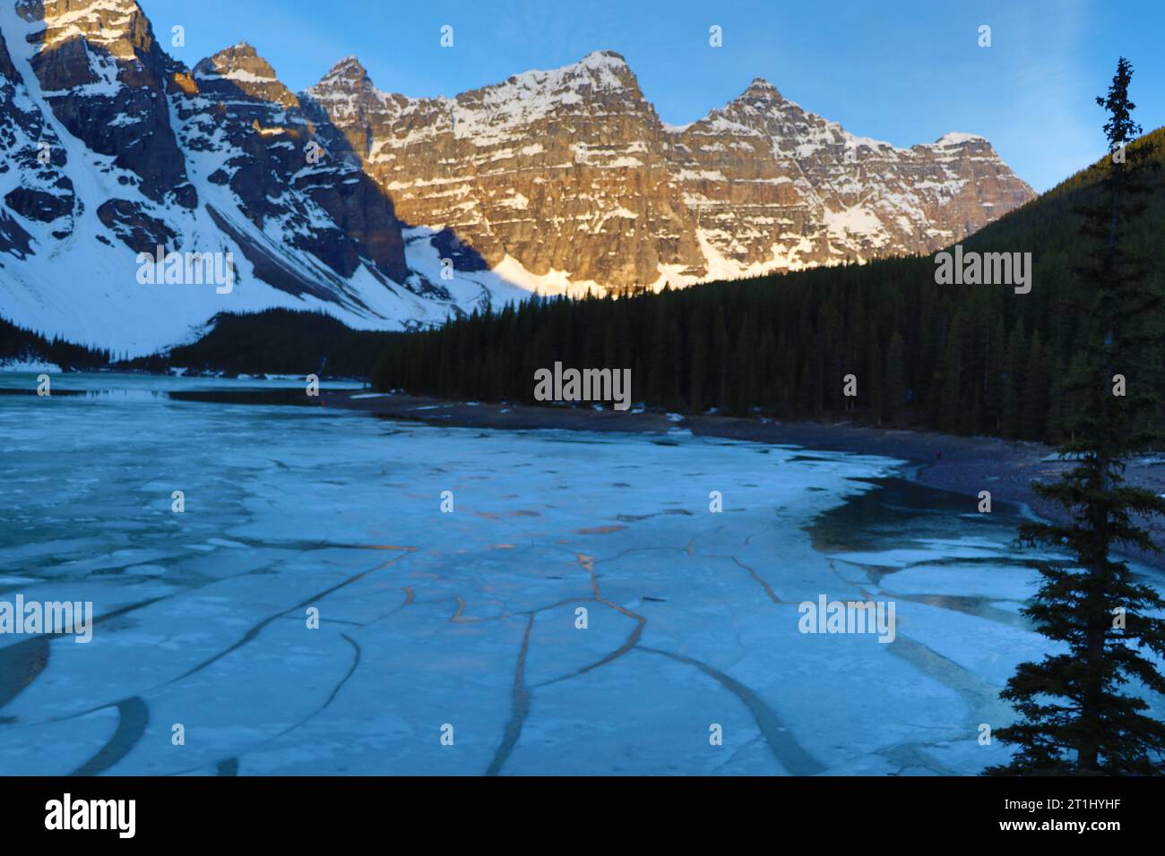 Frozen Moraine Lake in Banff National Park. Banff National Park ...