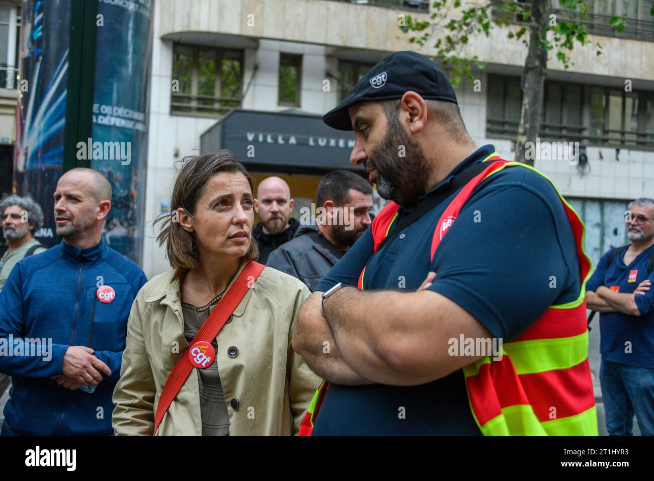 Paris, France. 14th Oct, 2023. Sophie Binet (CGT) - Call from the ...
